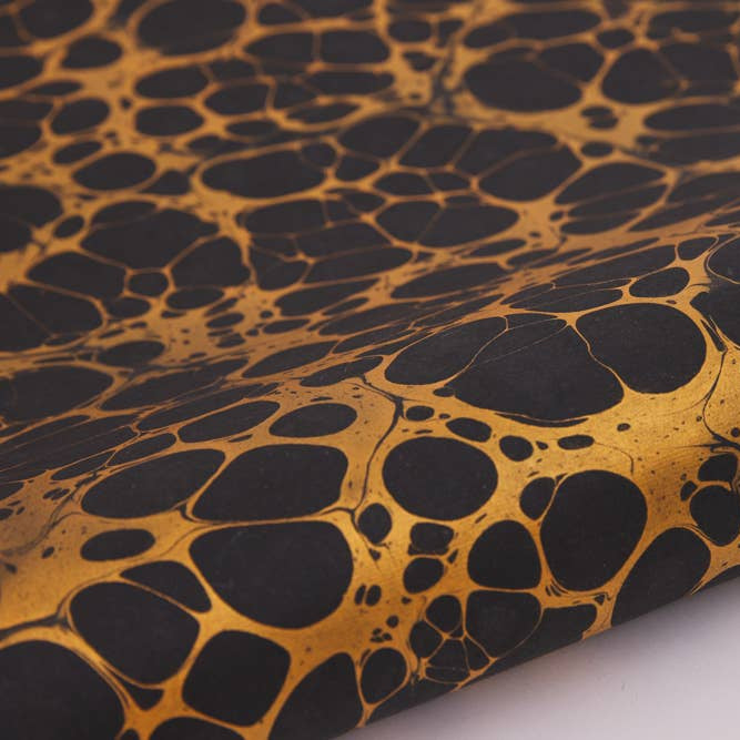 Hand Marbled Wrapping Paper Sheets - Bubbles Gold – Treowe